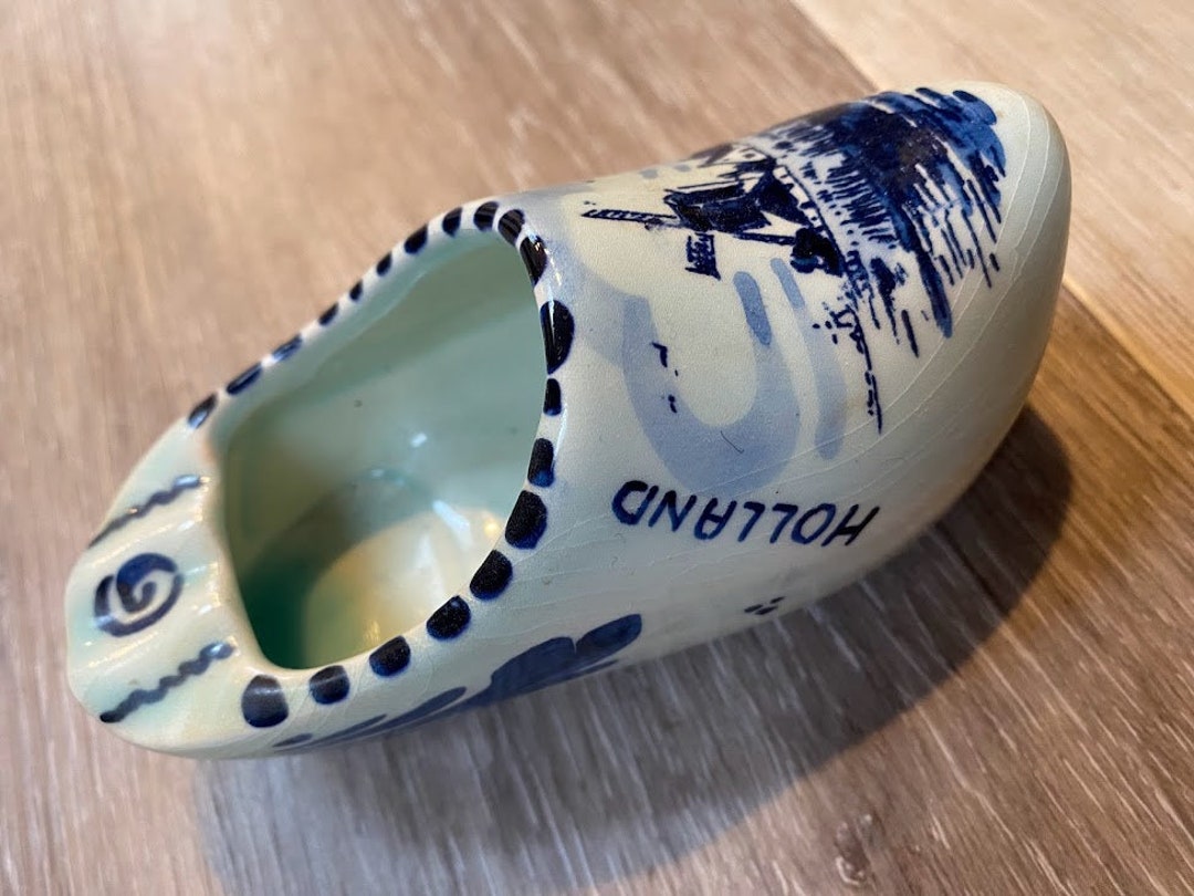 Vintage Delft Blue Dutch Shoe With Holland Windmill.authentic Dutch ...
