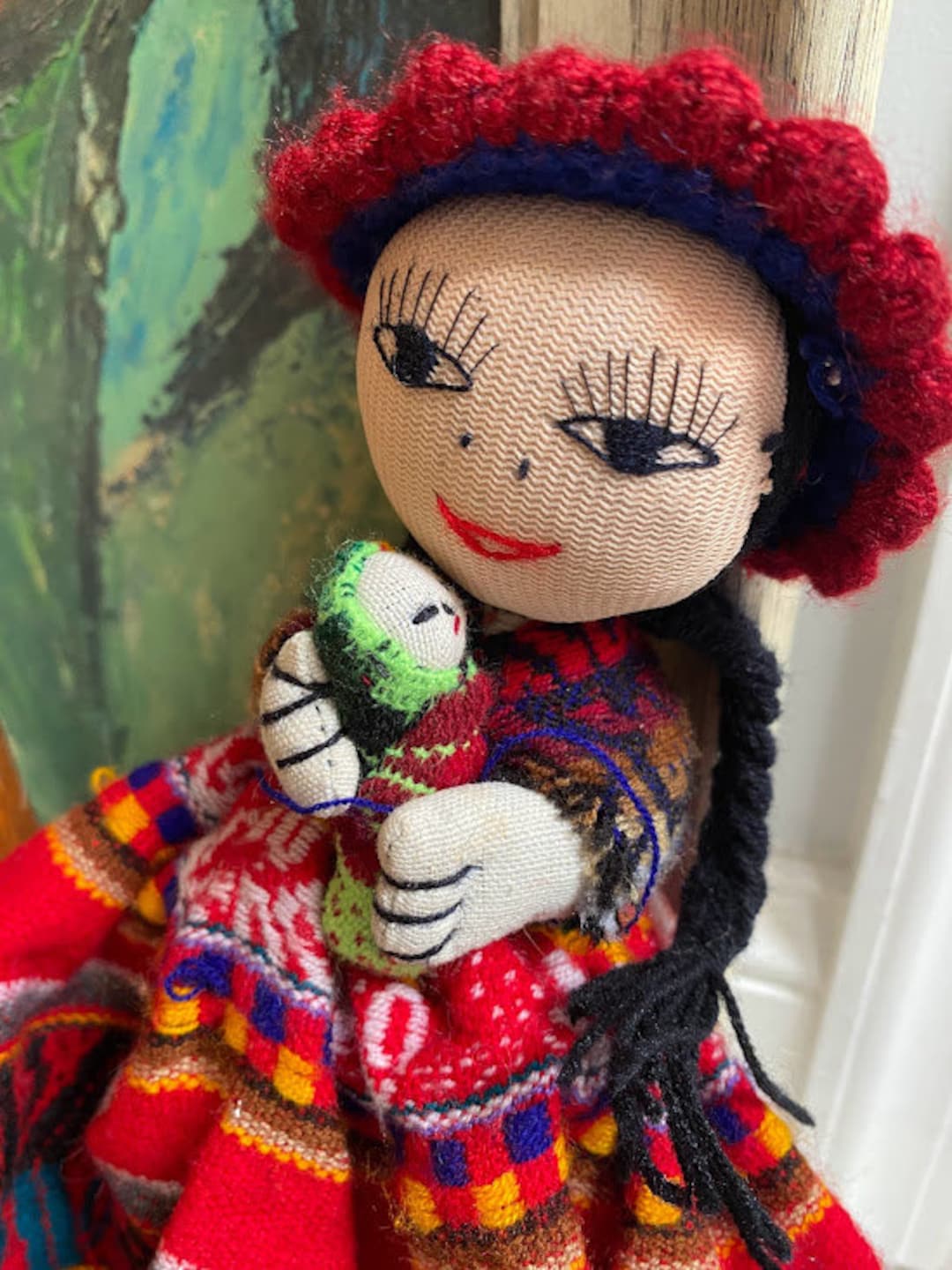 Folk Art. Art Doll. Peruvian Doll. 12'' High Peruvian Doll With Braided ...