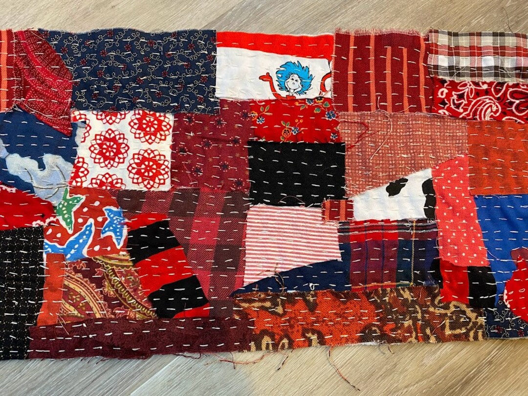 BORO Embroidery Needlepoint Piece. Multicolored Piecemeal. Slow Stitch ...