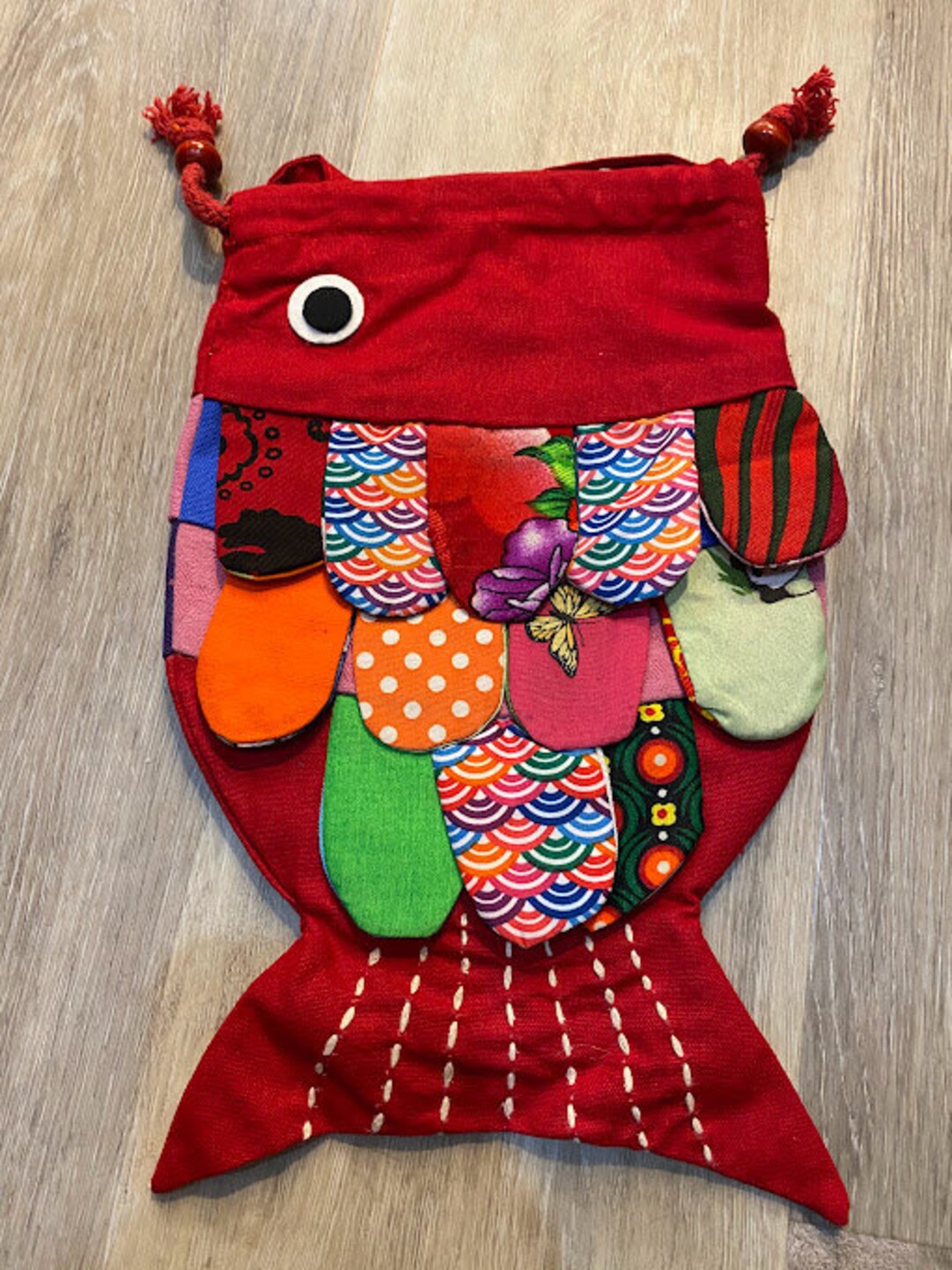 Big Fish-shaped Handbag Purse With Colorful Folk Art Designs. Fish Bag ...