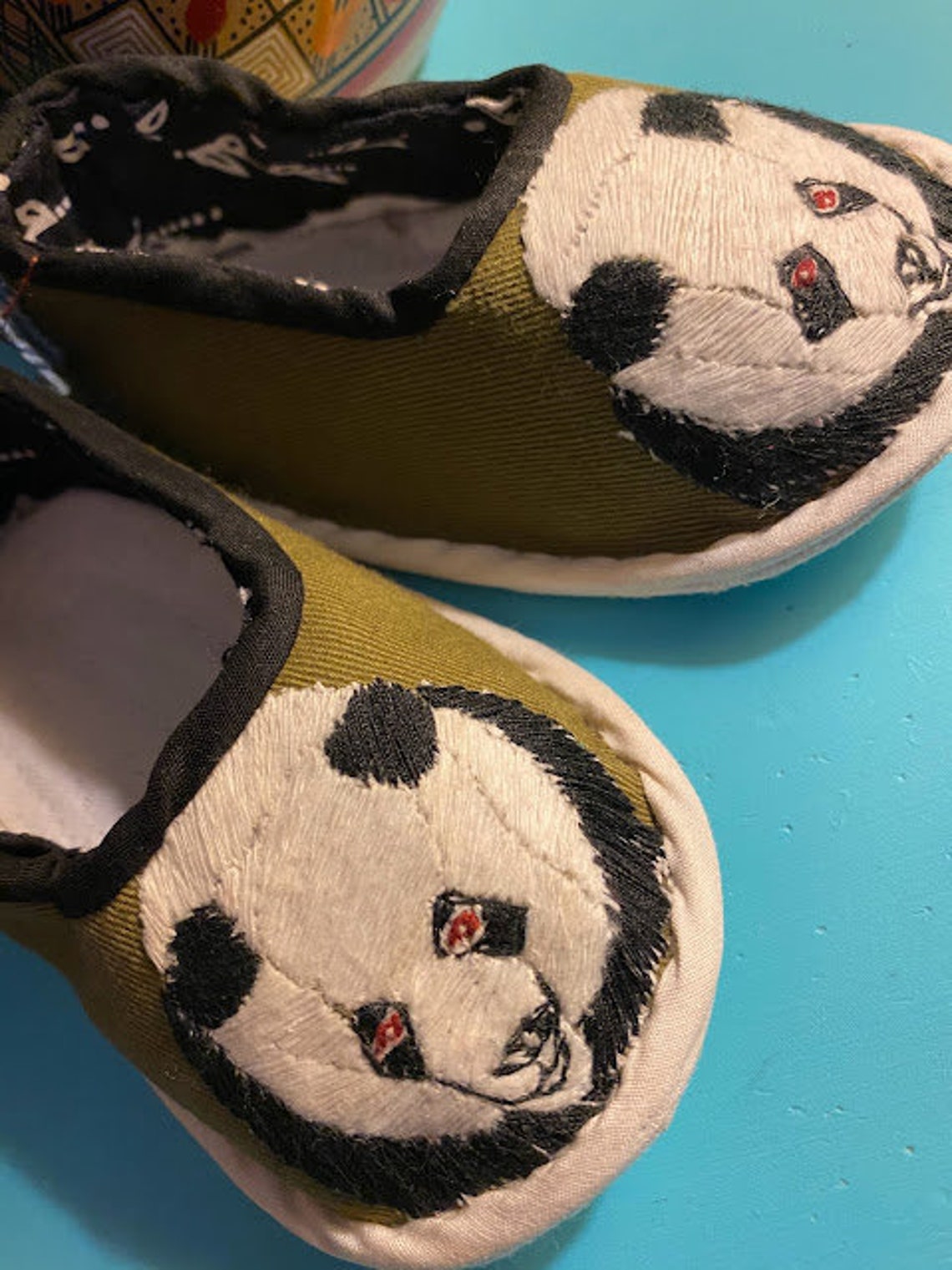Panda Shoe. Folk Art. Asian Art. Baby Panda Shoe. Baby Shoe. Handmade ...