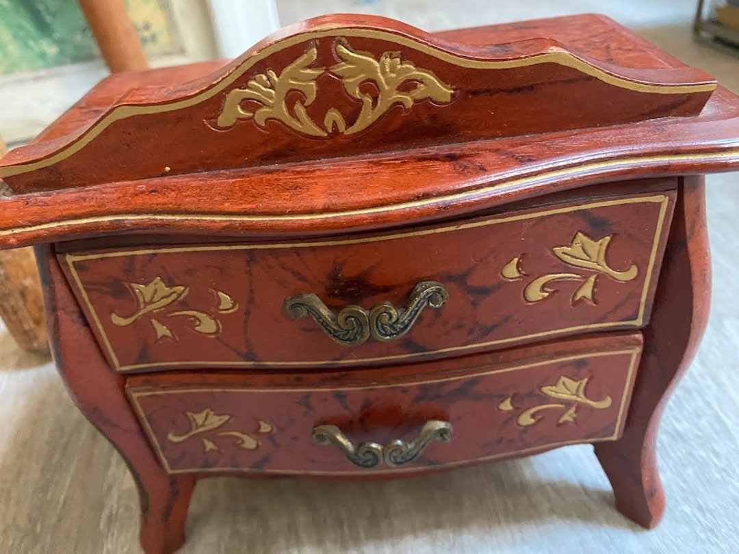 Vintage Chest Drawers Musical Jewelry Box. Wooden Handmade Jewelry Box ...