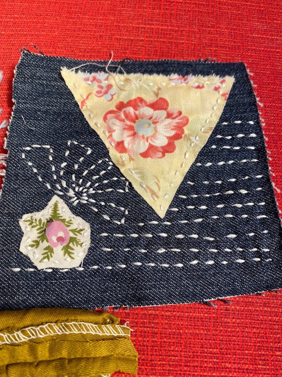 Boro Patch. Color Grid Patch. Fabric Block. Handmade Fabric - Etsy