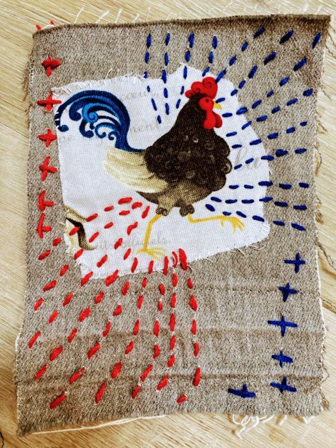 Boro Patch. Color Grid Patch. Fabric Block. Handmade Fabric Block ...