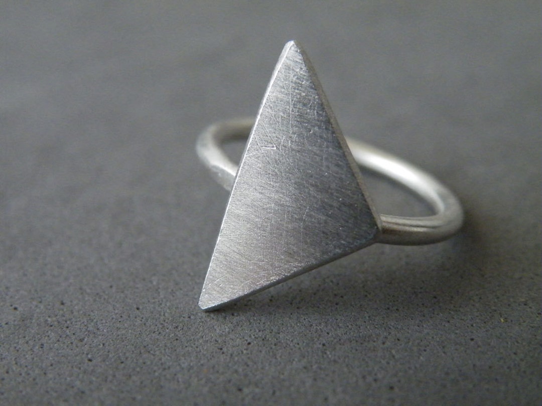 Sterling Silver Triangle Ring, Geometric Minimalist Design - Etsy