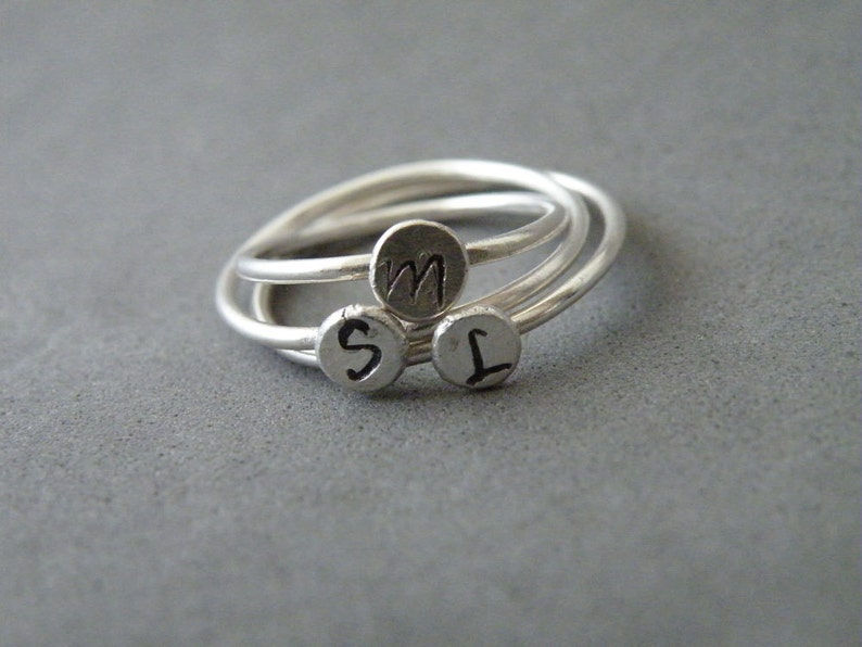 Initial Ring Stacking Ring Sterling Letter Ring Upper Case - Etsy