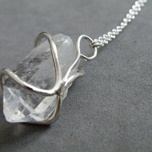 Raw Clear Quartz Pendant Necklace Sterling Silver Gemstone Necklace ...