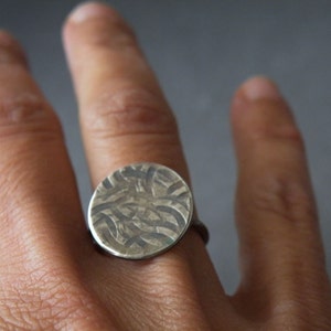 Women Cocktail Ring, Oxidized Sterling Silver Texture Ring, Urban ...