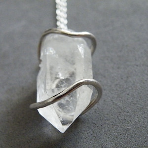 Raw Clear Quartz Pendant Necklace Sterling Silver Gemstone Necklace ...