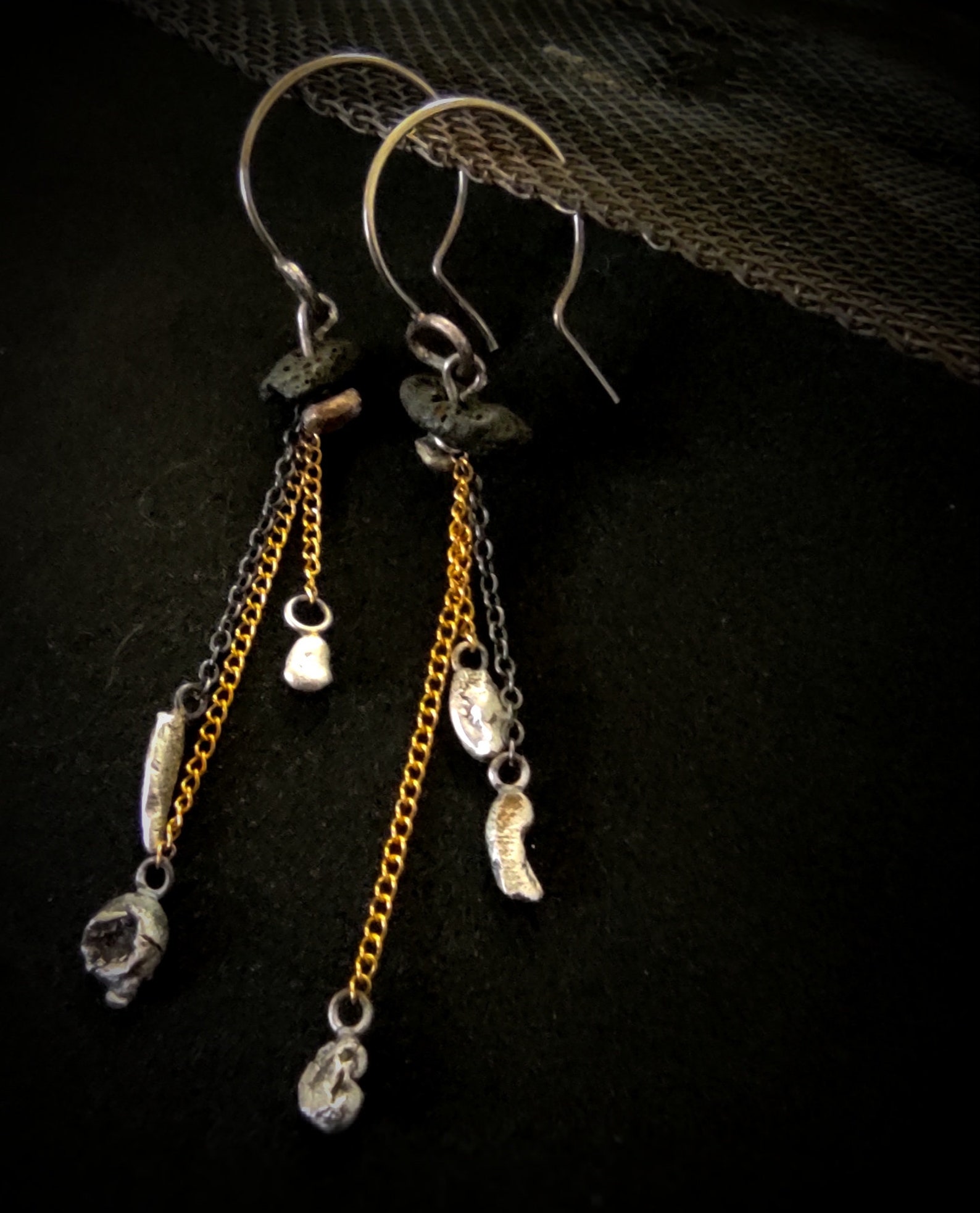 Iron Stone Collection Iron Dangle Earrings Natural Element - Etsy