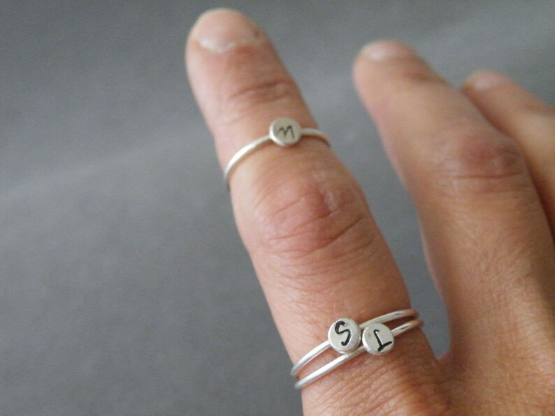 Initial Ring Stacking Ring Sterling Letter Ring Upper Case - Etsy