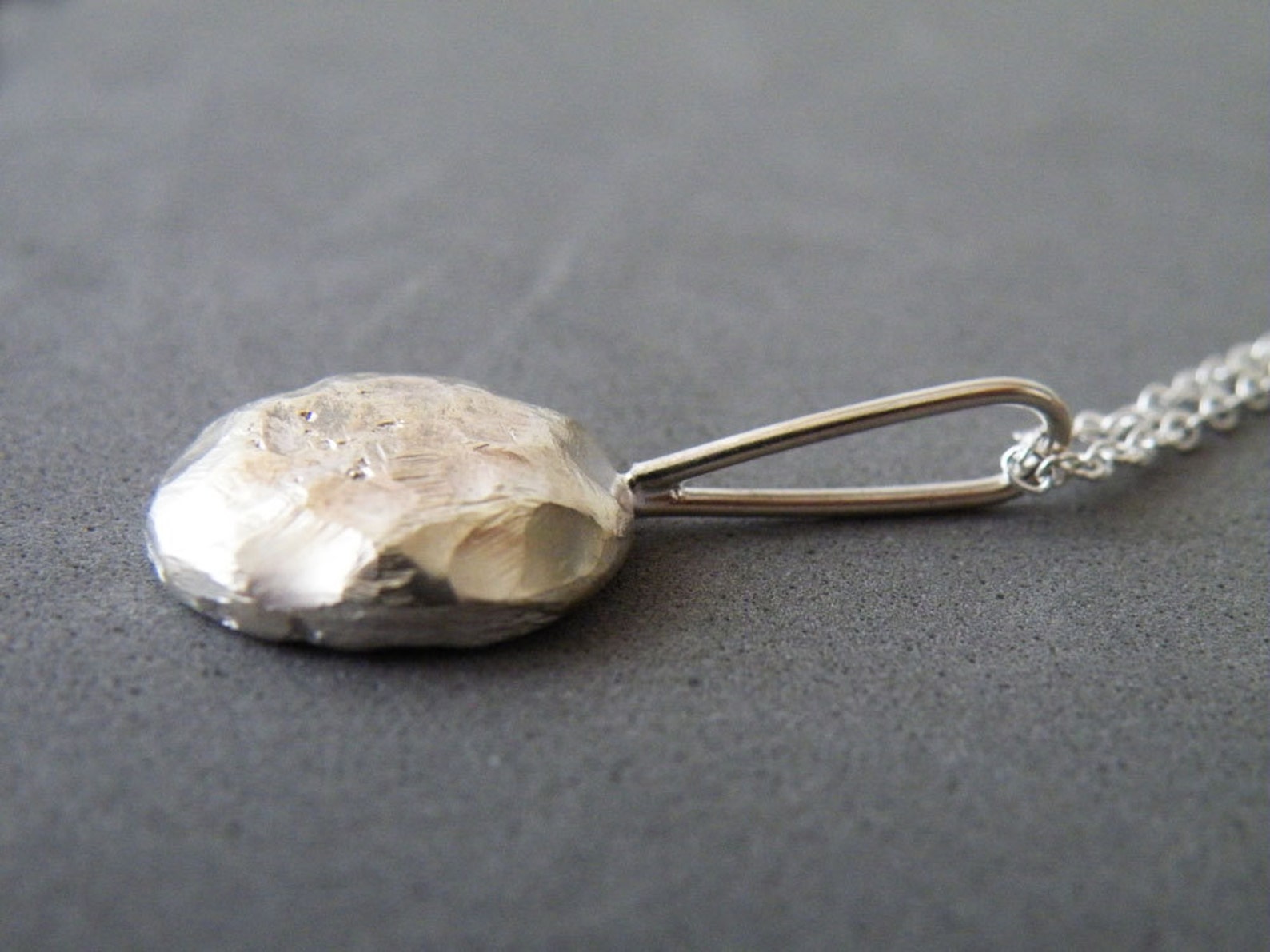 Faceted Sterling Silver Nugget Pendant Necklace, Minimalist Handmade ...