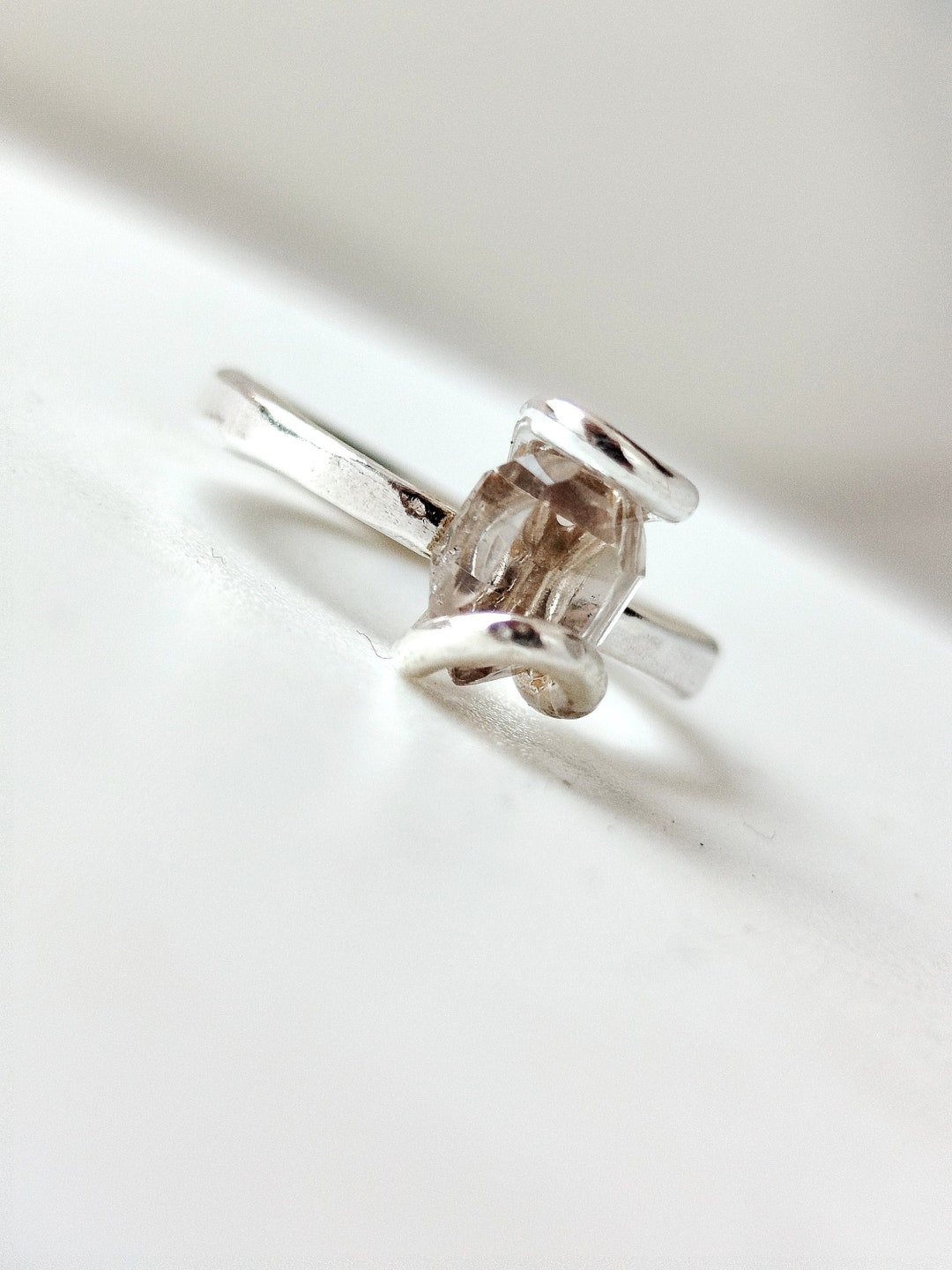 Herkimer Diamond Engagement Ring: Handmade Sterling Silver Tension Set ...