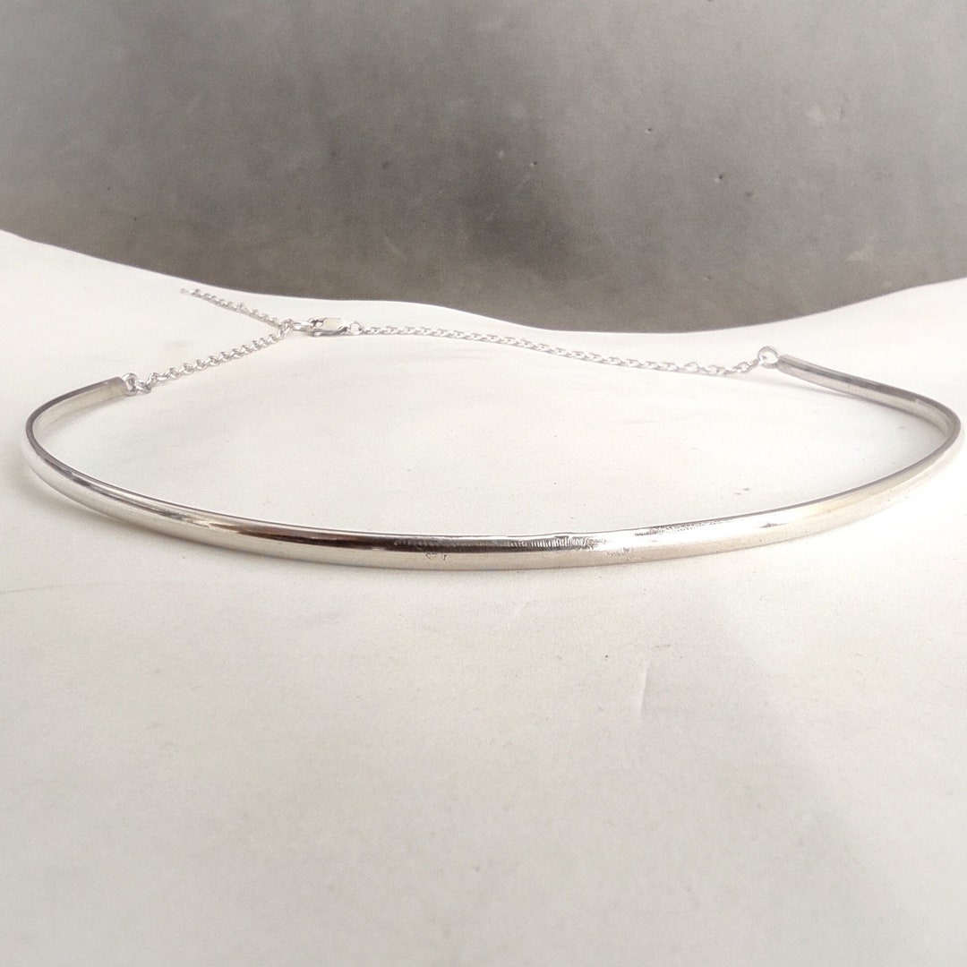 Handmade Sterling Silver Rigid Choker Necklace: Minimalist Collar - Etsy