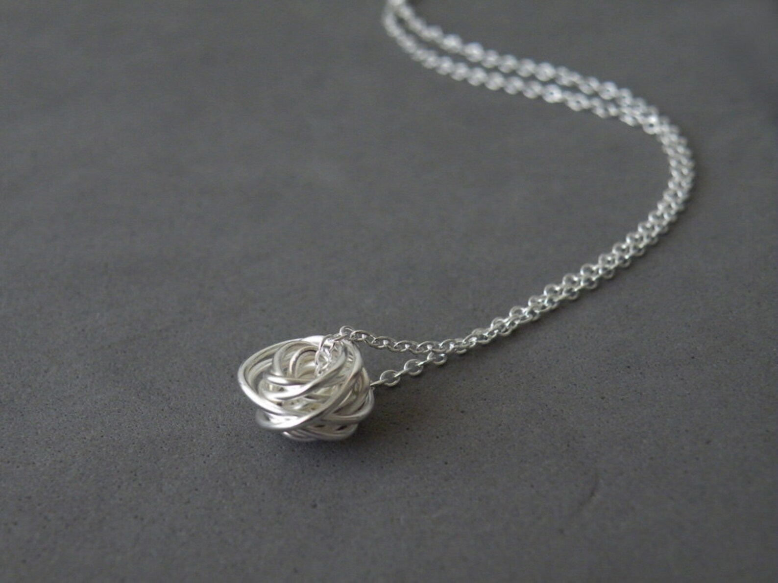 Silver Knot Necklace Sterling Silver Pendant Necklace Minimalist ...