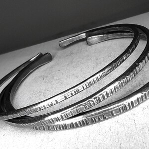 SOLD INDIVIDUALLY Unisex Silver Stacking Cuff - Hand Textured Open ...