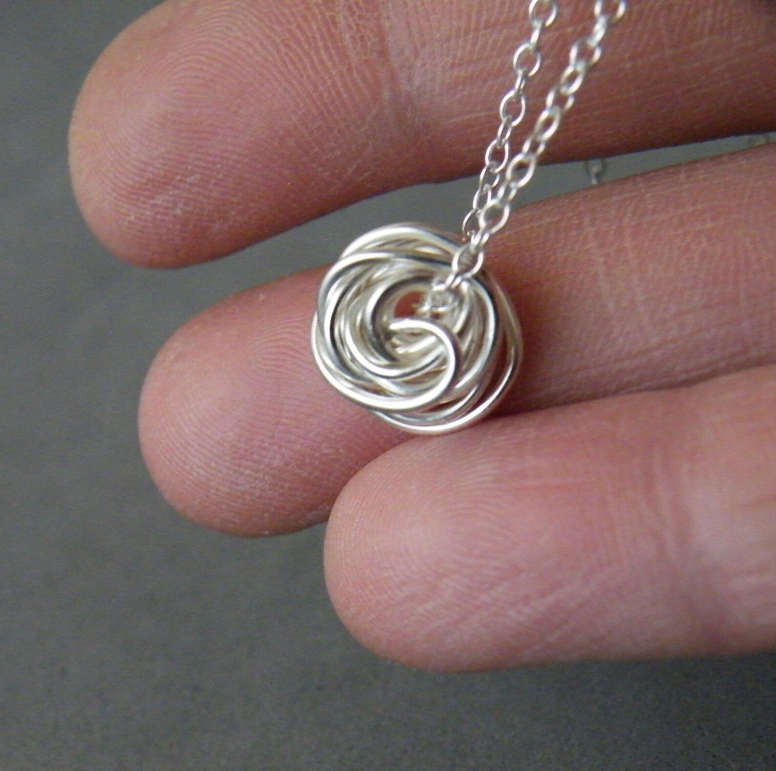 Silver Knot Necklace Sterling Silver Pendant Necklace Minimalist ...