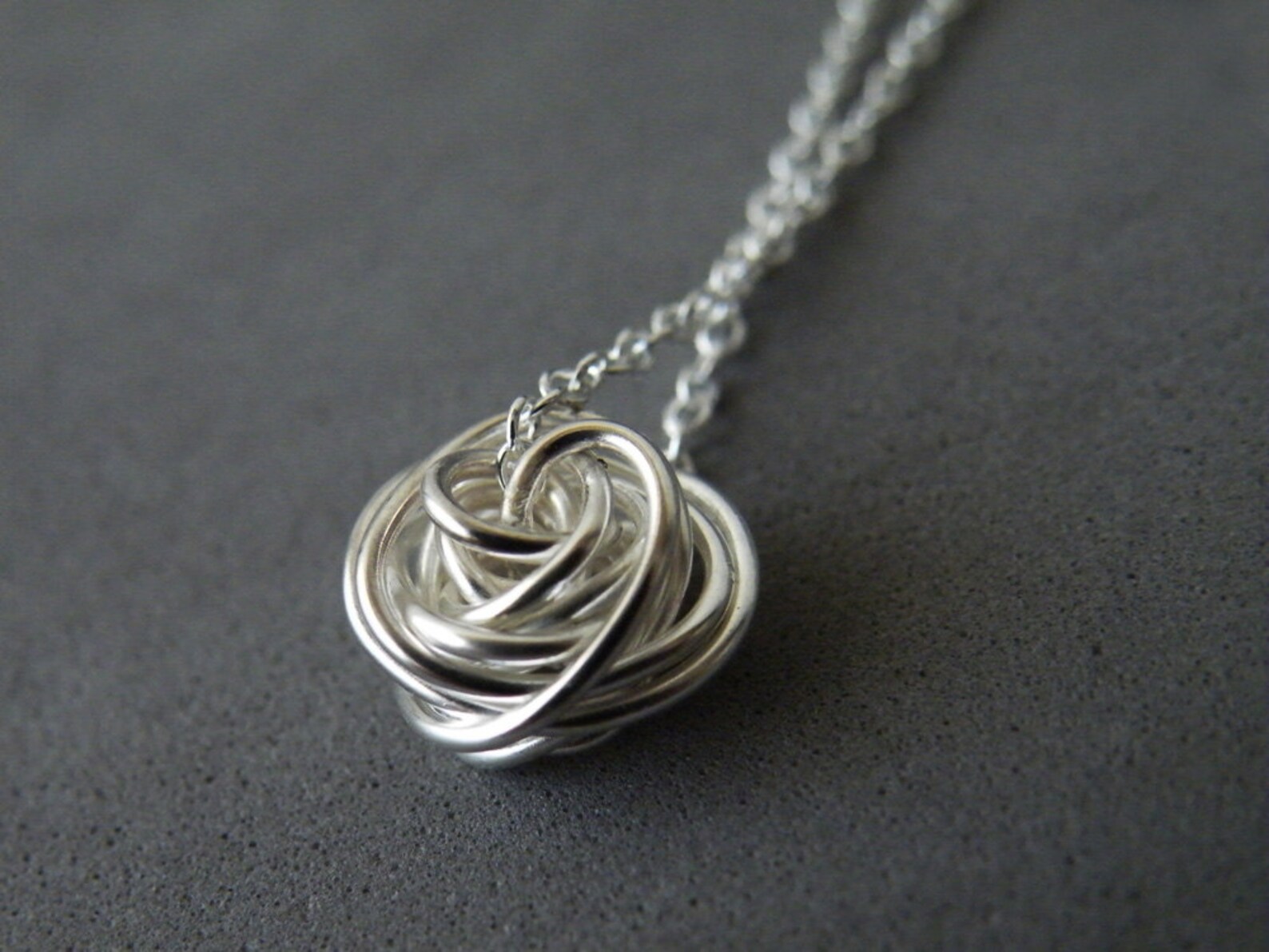 Silver Knot Necklace Sterling Silver Pendant Necklace Minimalist ...