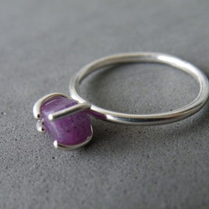 Rough Ruby Ring Untreated Ruby Rustic Engagement Ring 40th Anniversary Silver Prongs Natural ...