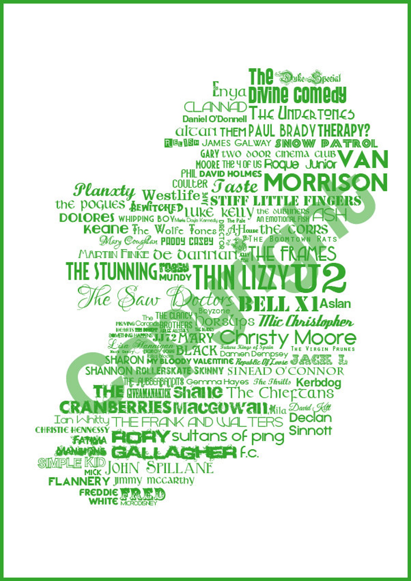 The Music of Ireland - Typographic Irish Poster Print - Etsy