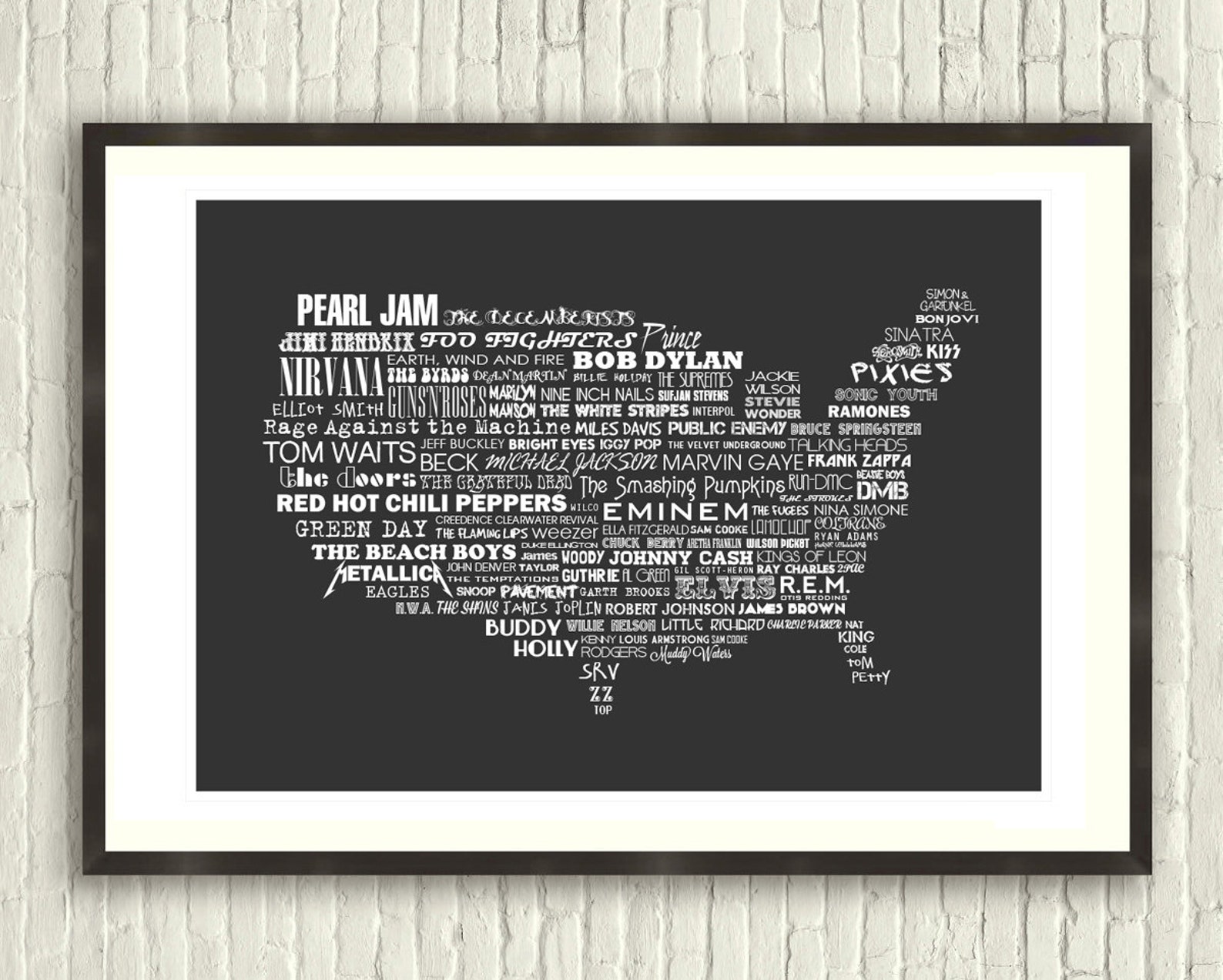The Music of America - Limited Edition Typographic Poster Print (A3 ...