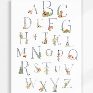 Woodland Animal Alphabet Poster | Woodland Cozy Art | ABC Decor ...