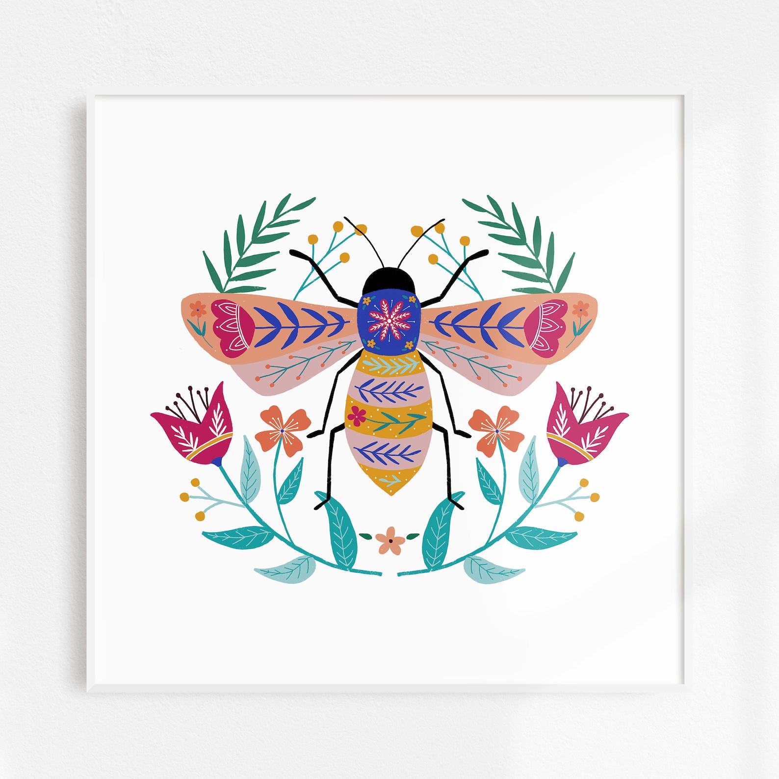 Insect Folk Art Set of 3 Botanical Illustration Wall Art - Etsy