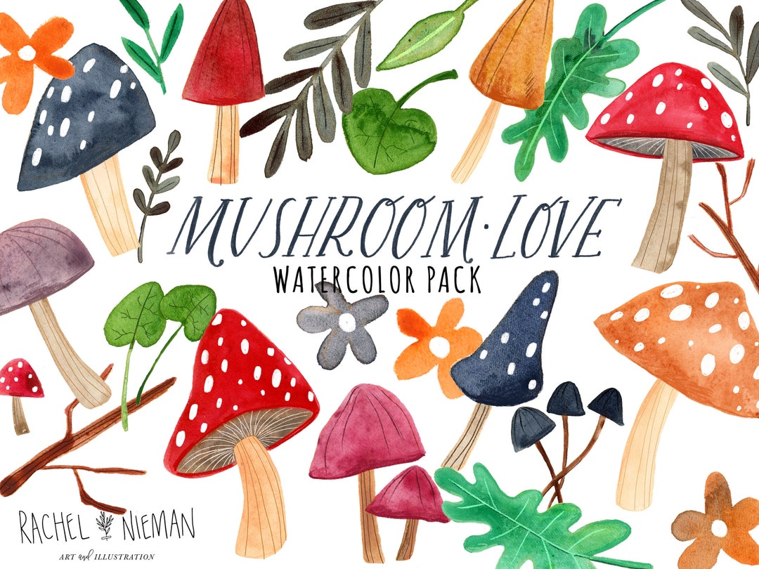 Fall Mushroom Forest Clip Art | Autumn Woodland Watercolor - Mushrooms ...