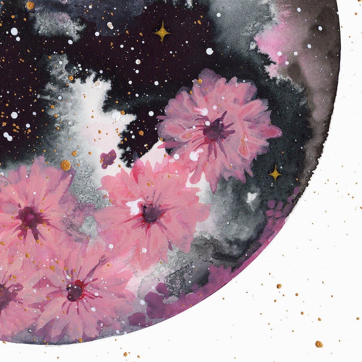 Floral Watercolor Moon Art Print La Luna Celestial - Etsy