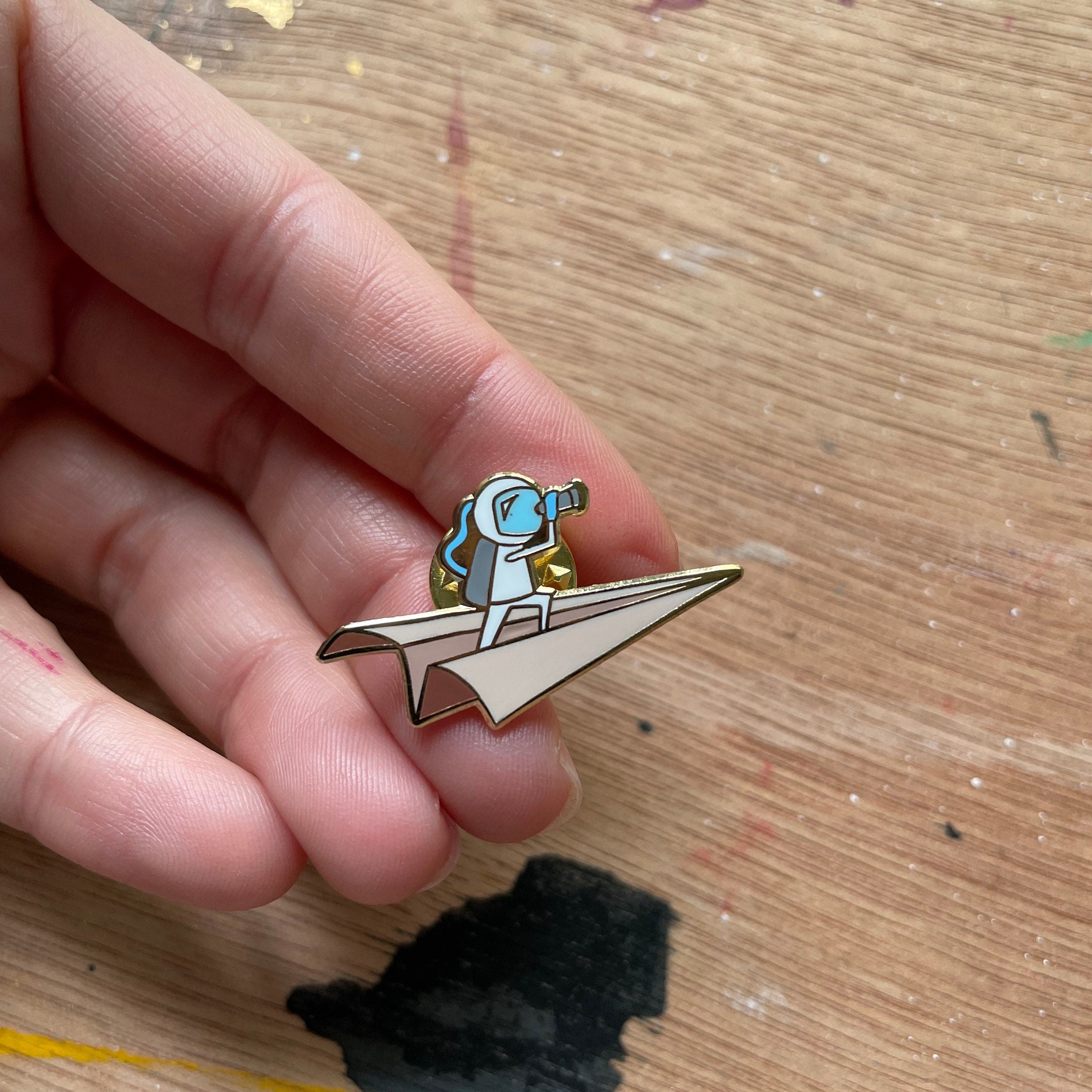 Astronaut in a Paper Airplane Hard Enamel Pin - Etsy