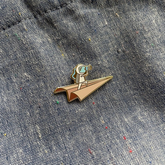 Astronaut in a Paper Airplane Hard Enamel Pin - Etsy