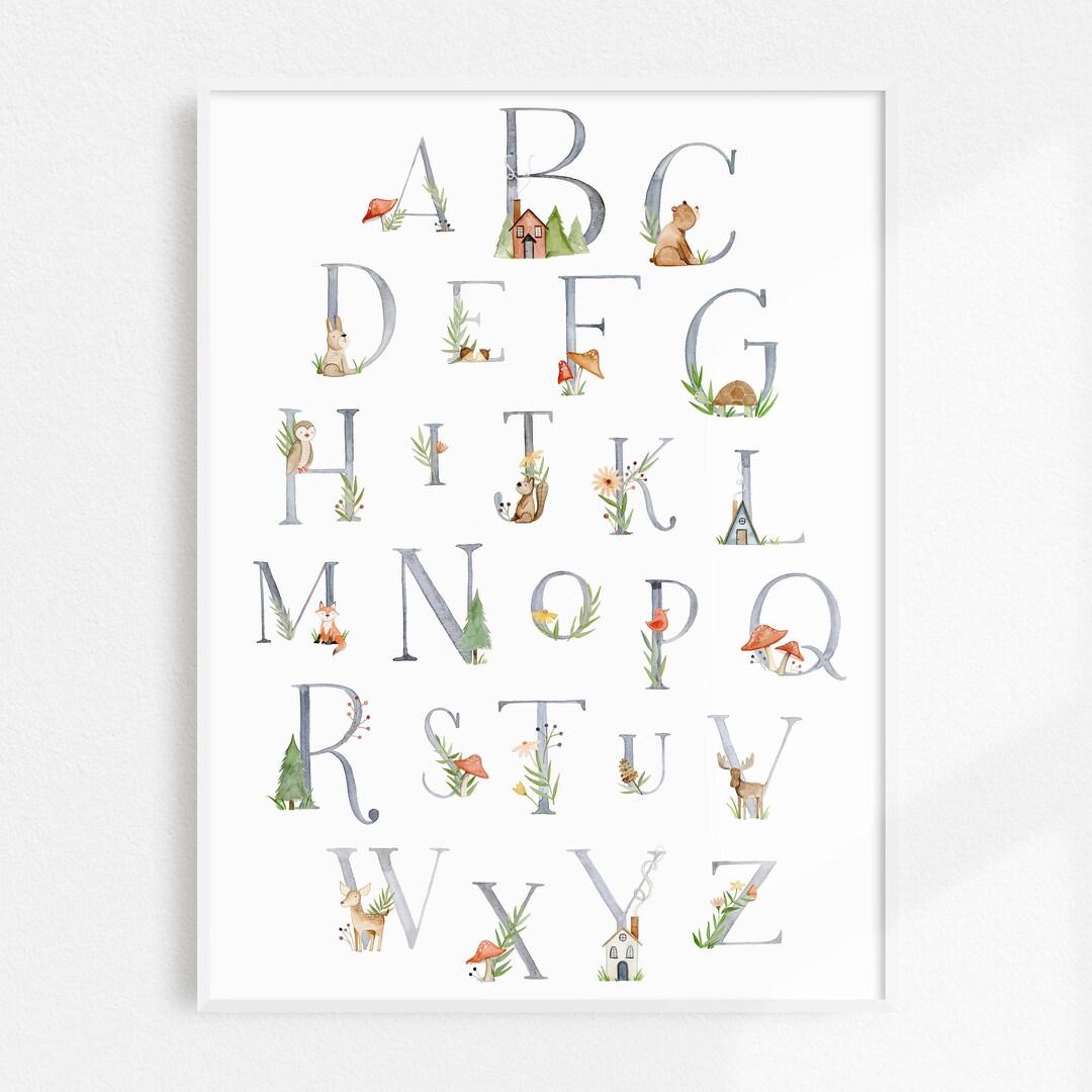 Woodland Animal Alphabet Poster | Woodland Cozy Art | ABC Decor ...