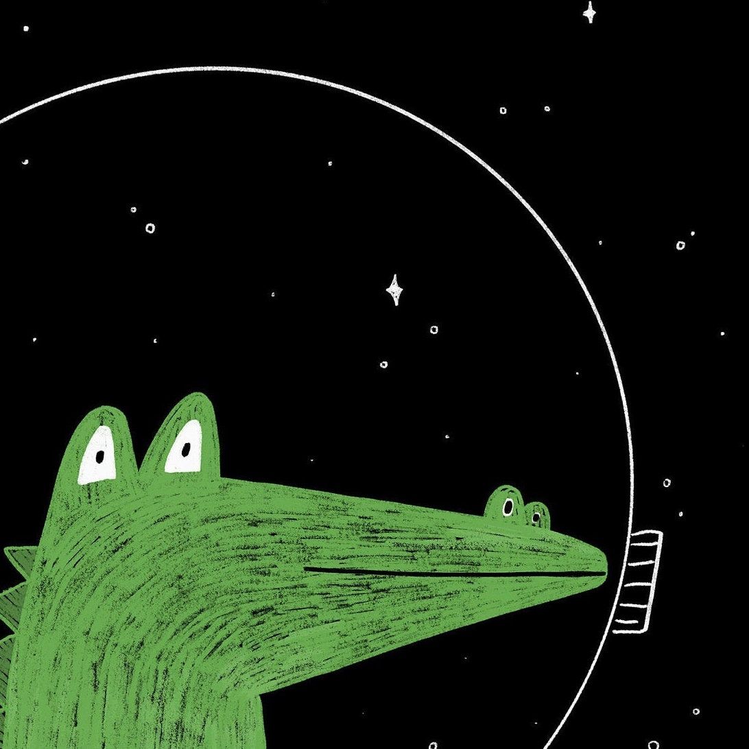 Alligator Astronaut in Space Art Print Space Animals Nursery - Etsy