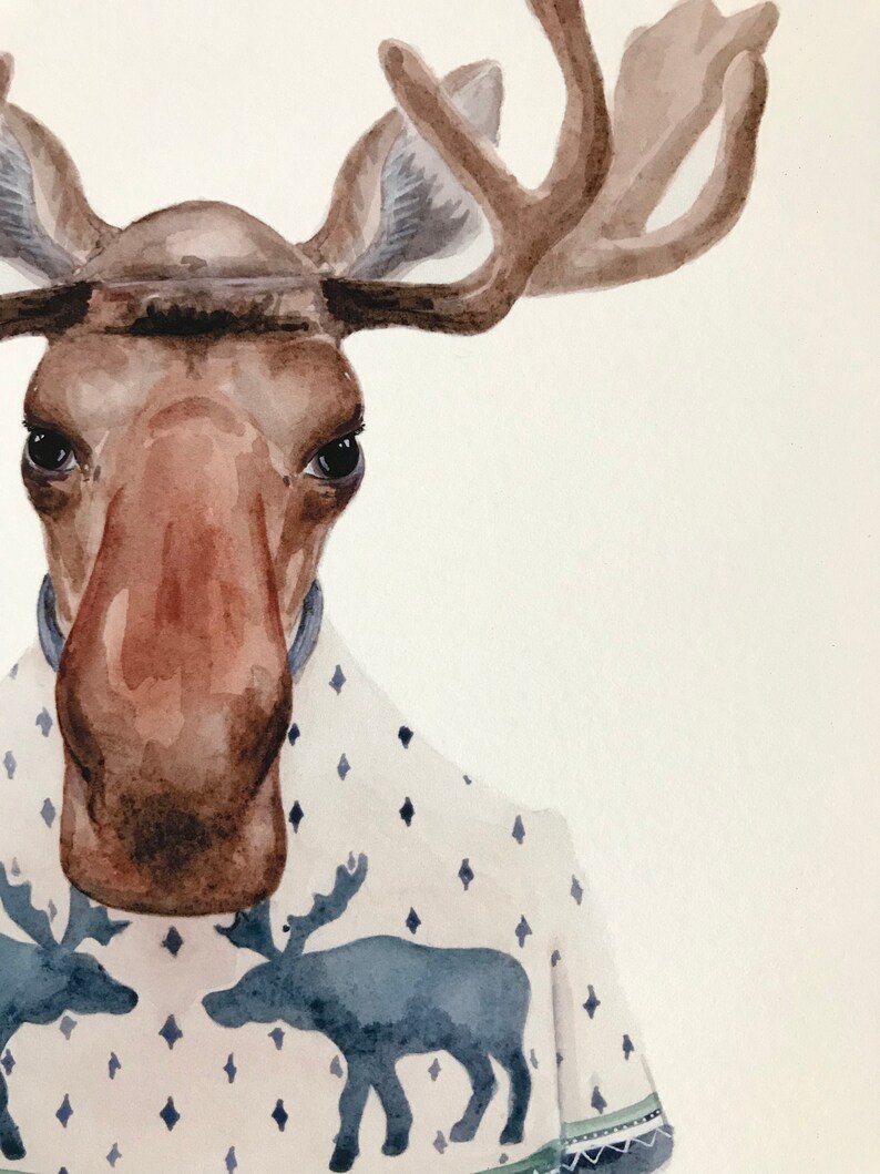 Watercolor Moose Art Print Nursery Wall Art Moose | Etsy