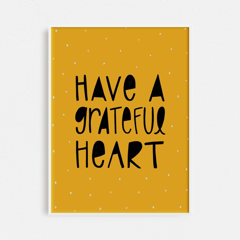 Have A Grateful Heart Art Print Line Drawing Hand Lettered - Etsy