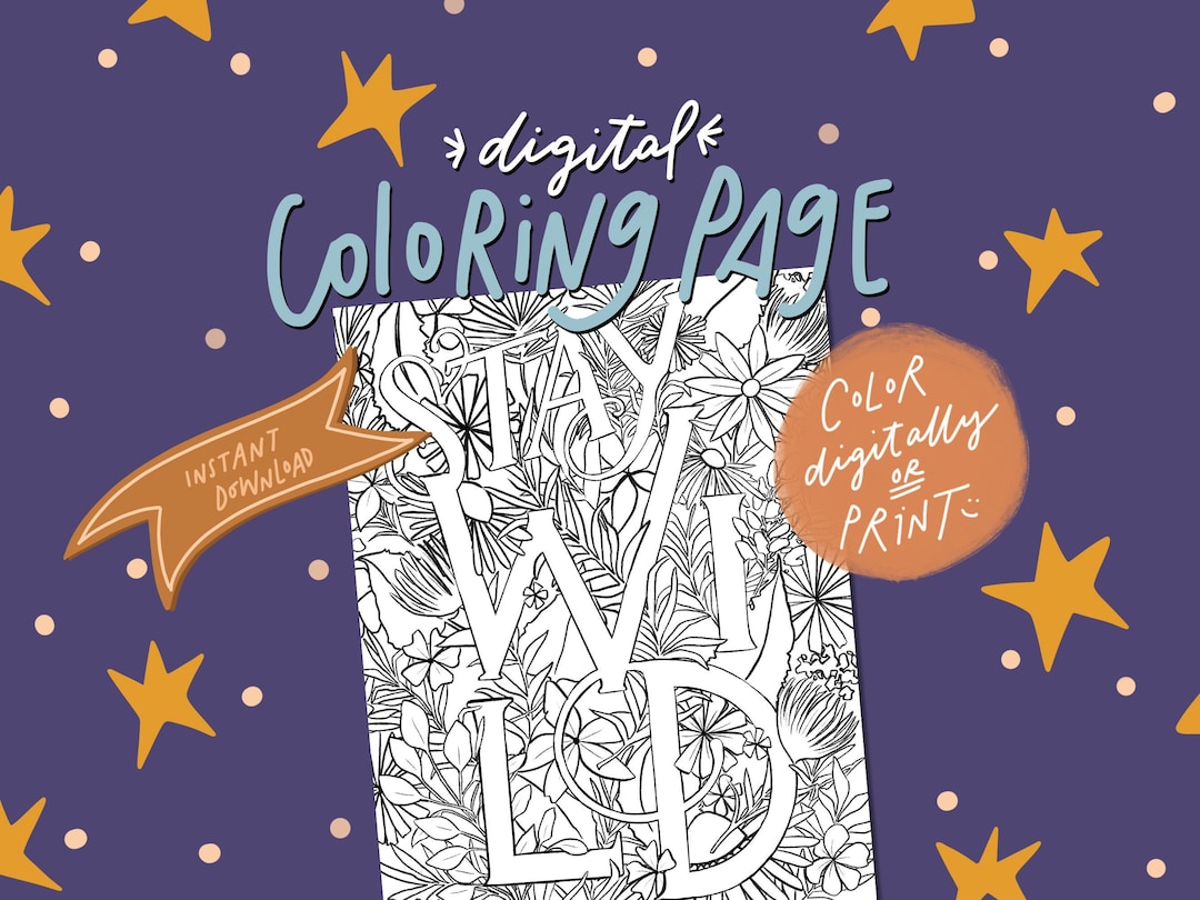 Wild Floral Coloring Page: Relaxing Botanical Art (digital Download) - Etsy