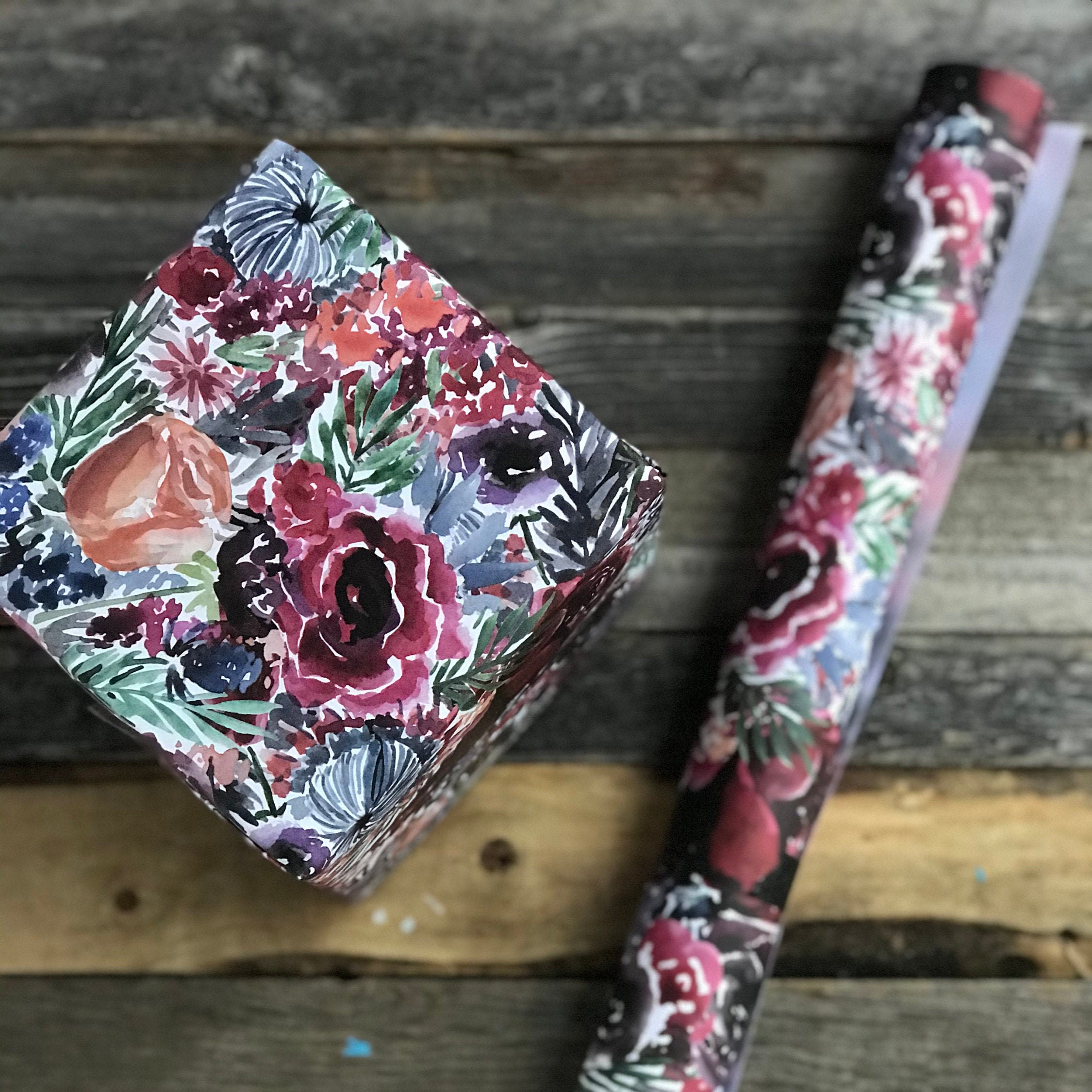 Watercolor Floral Gift Wrap Sheets Moody Painted Flower - Etsy