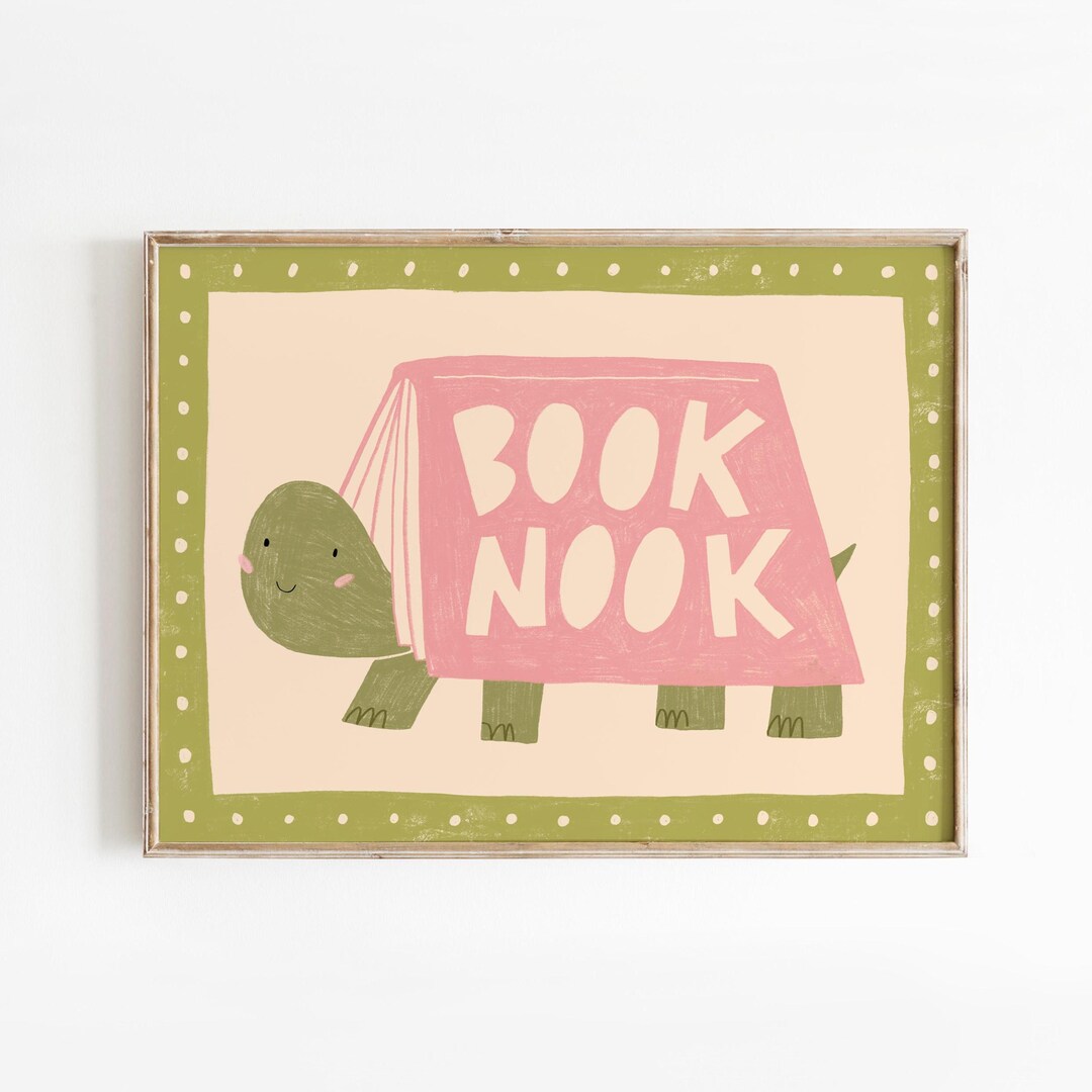 Book Nook Turtle Art Print - Etsy
