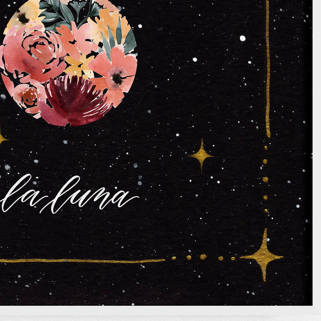 Floral Moon Phases Art Print La Luna Celestial Watercolor | Etsy