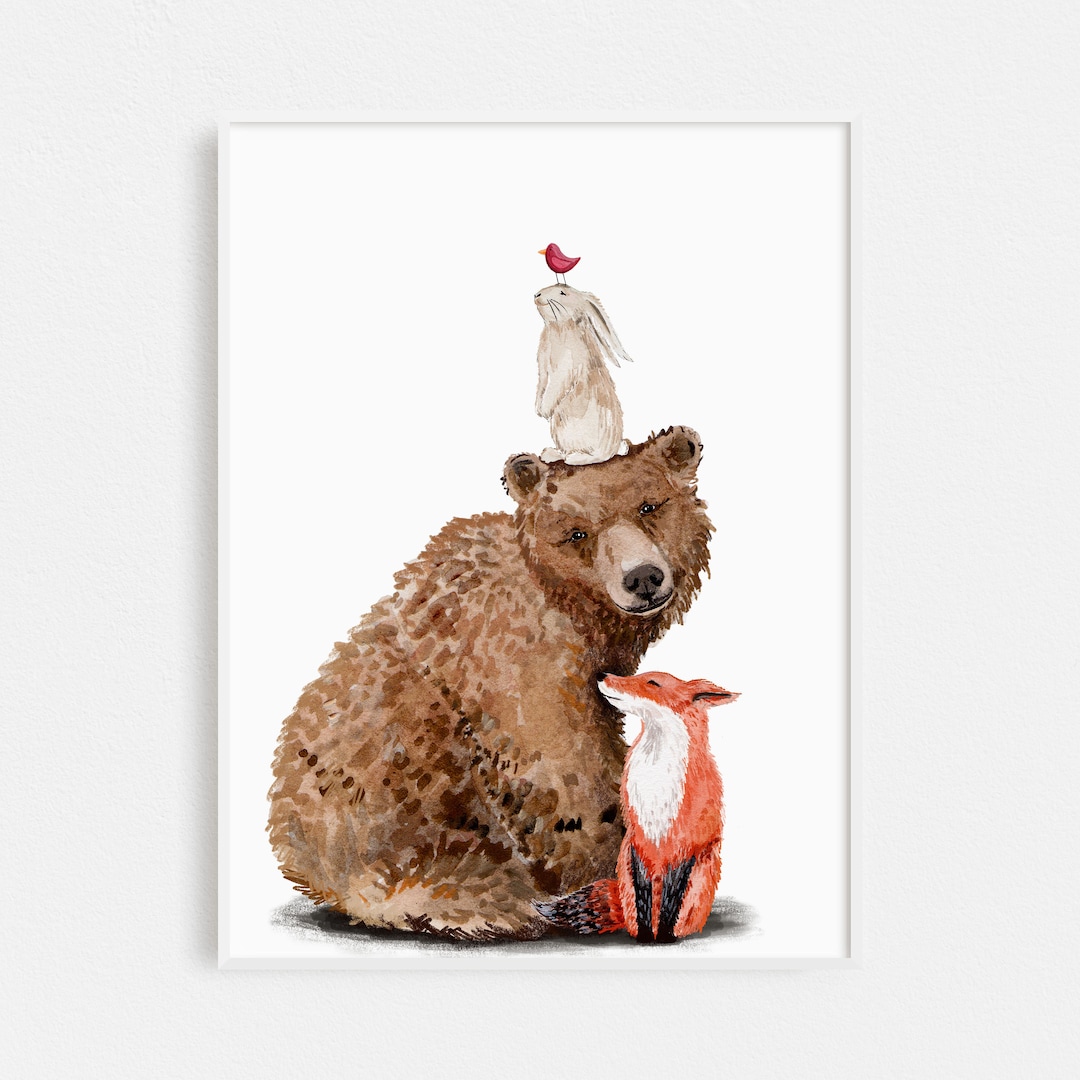 Watercolor Woodland Animals Art Print: Nursery Decor - Etsy