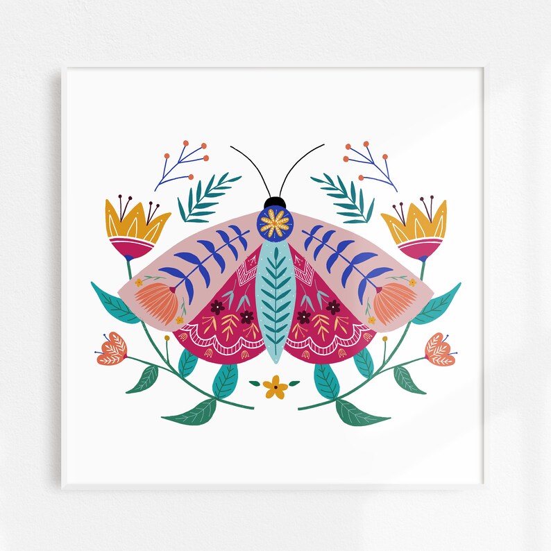 Insect Folk Art Set of 3 Botanical Illustration Wall Art - Etsy