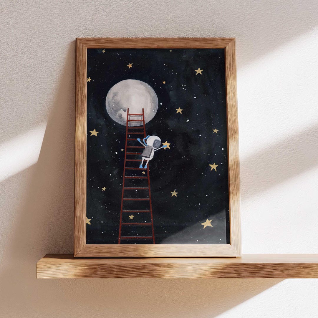 Watercolor Astronaut Star Print: Nursery Space Art - Etsy