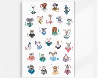 Animal Alphabet Poster - Etsy
