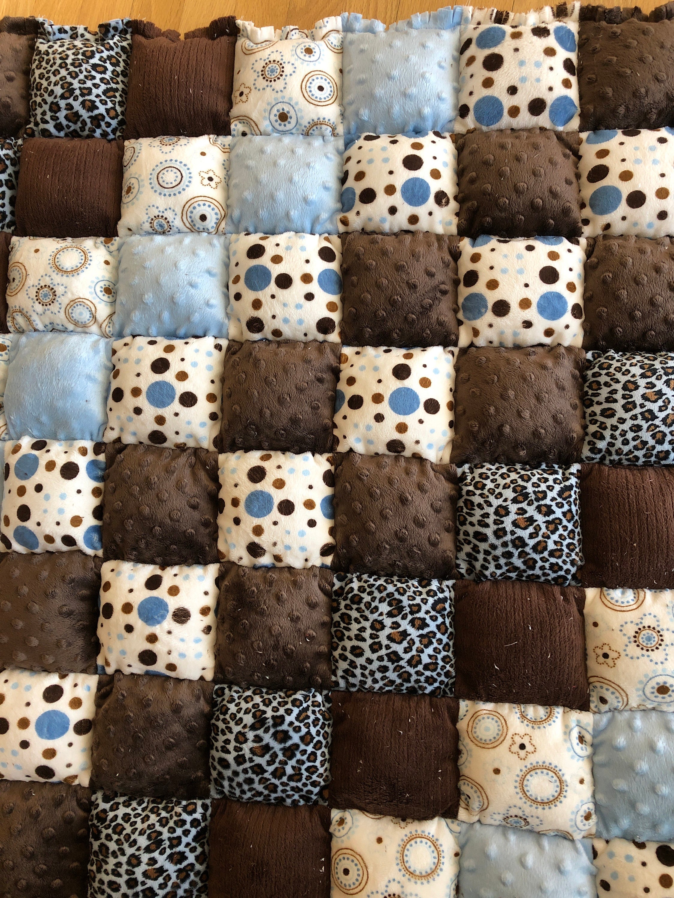 This Unique Puff Rag Quilt is Done in Super Minky Fabrics in | Etsy