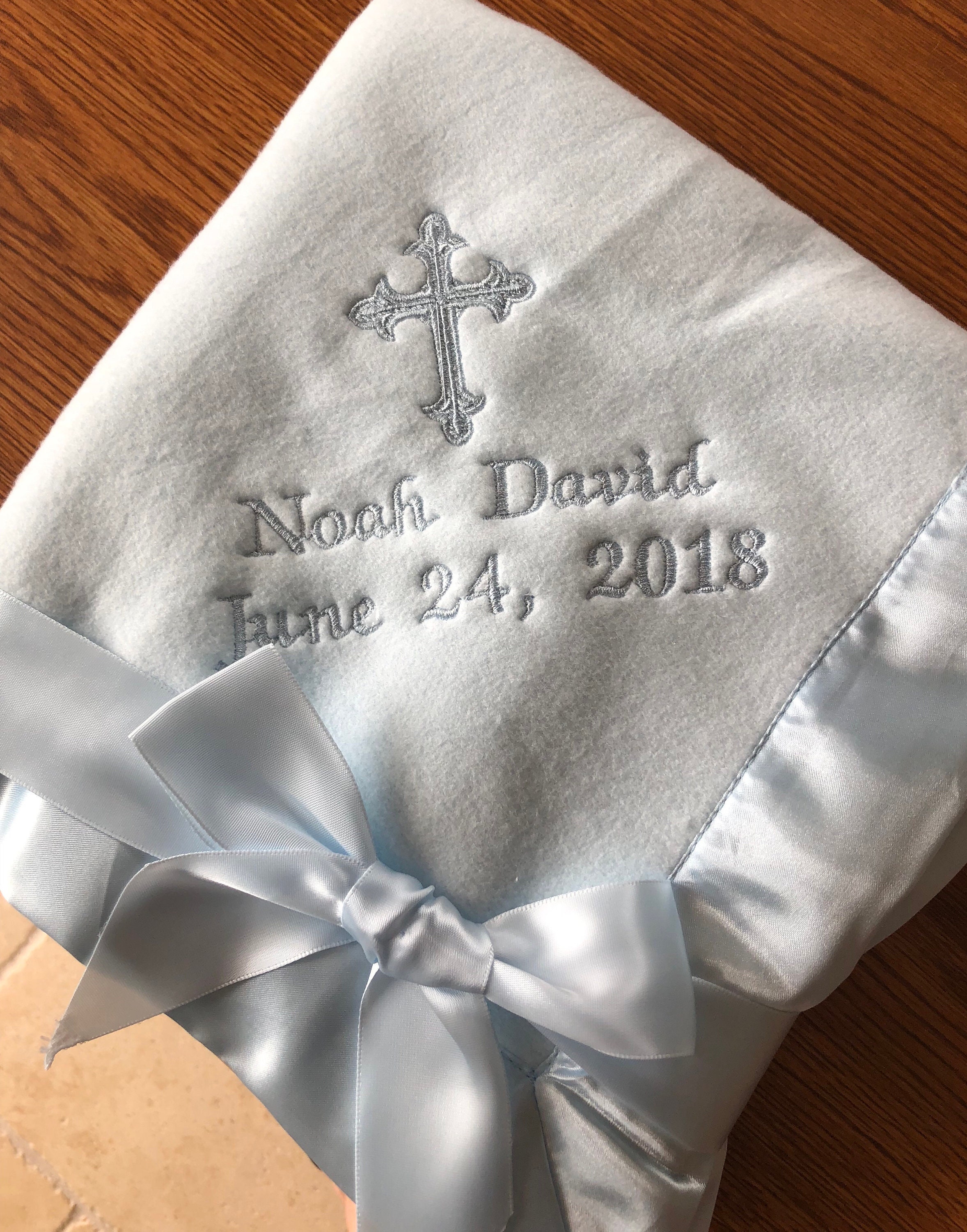 Personalized Baptism Blanket, Embroidered Cross and Name - Etsy