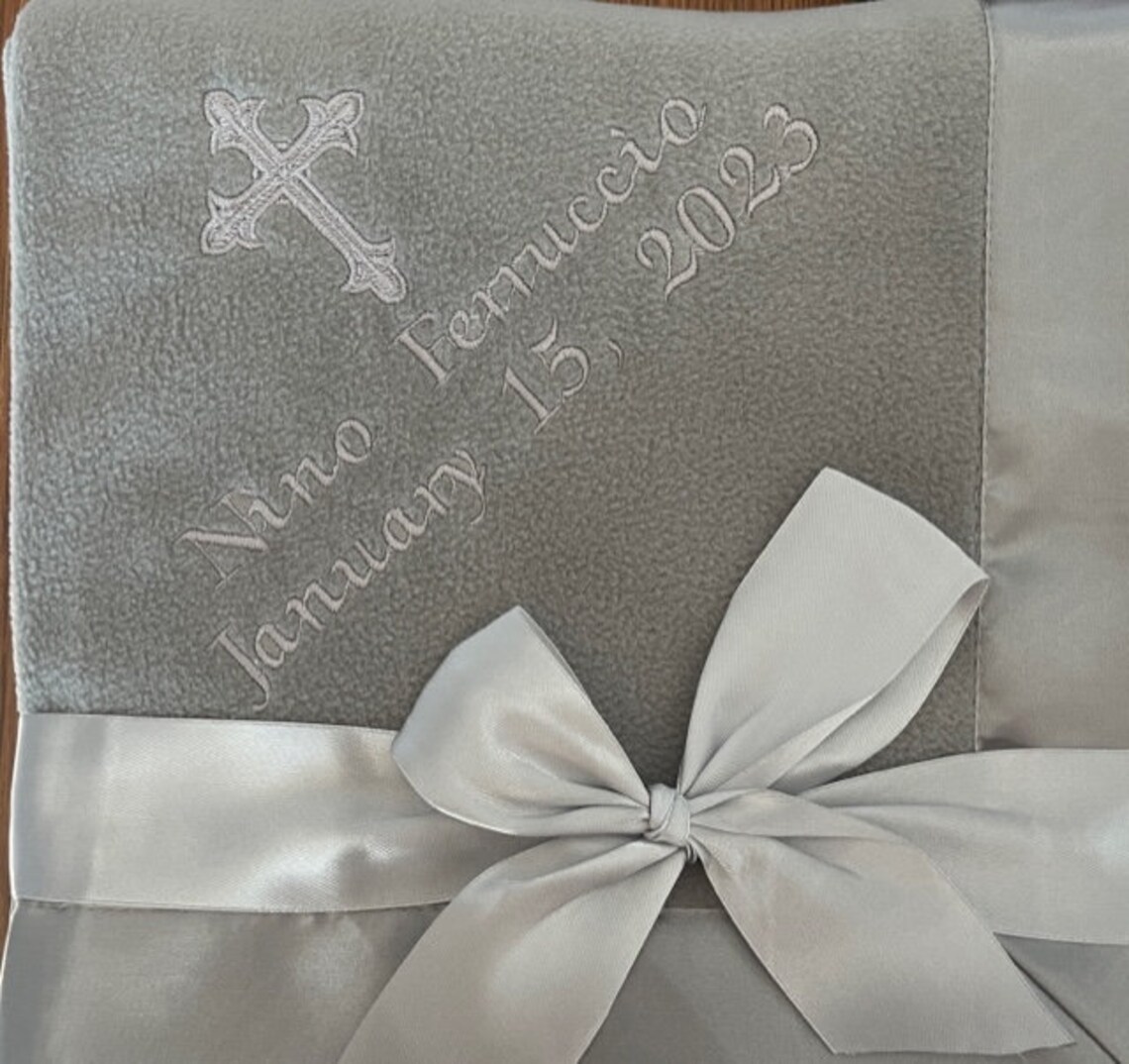 Personalized Baptism Blanket, Embroidered Cross and Name - Etsy