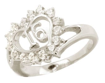 Sweet 16 Sterling Silver Ring Adjustable Rings Sixteenth - Etsy