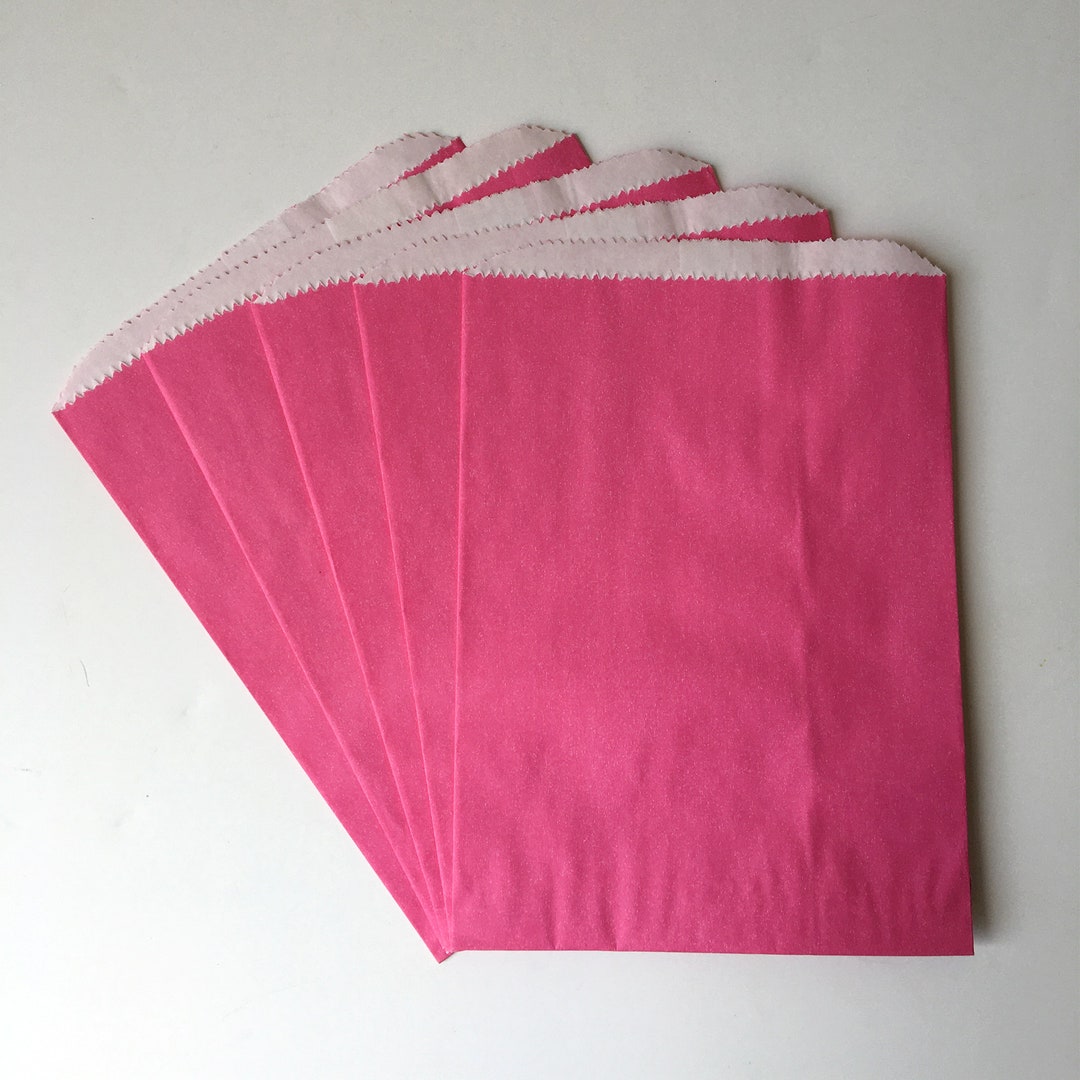 Bright Pink Flat Paper Bags, Lined With Grease-resistant Glassine Paper ...