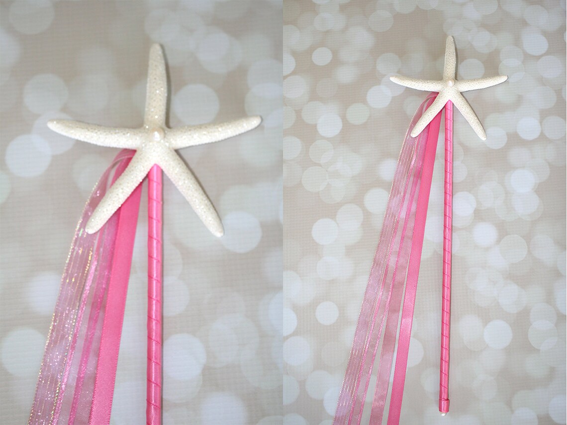 Hot Pink Mermaid Starfish Birthday Wand/beach Wedding - Etsy