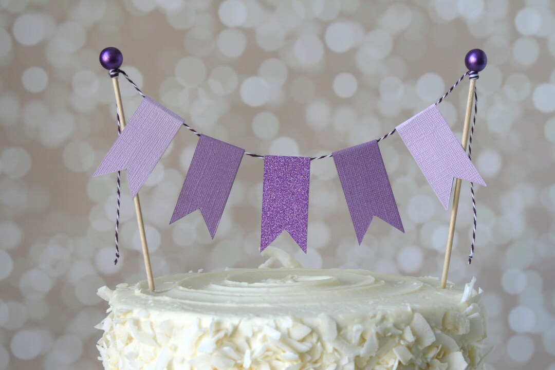 Purple Purplicious Inspired Cake Bunting Pennant Flag Cake Topper ...
